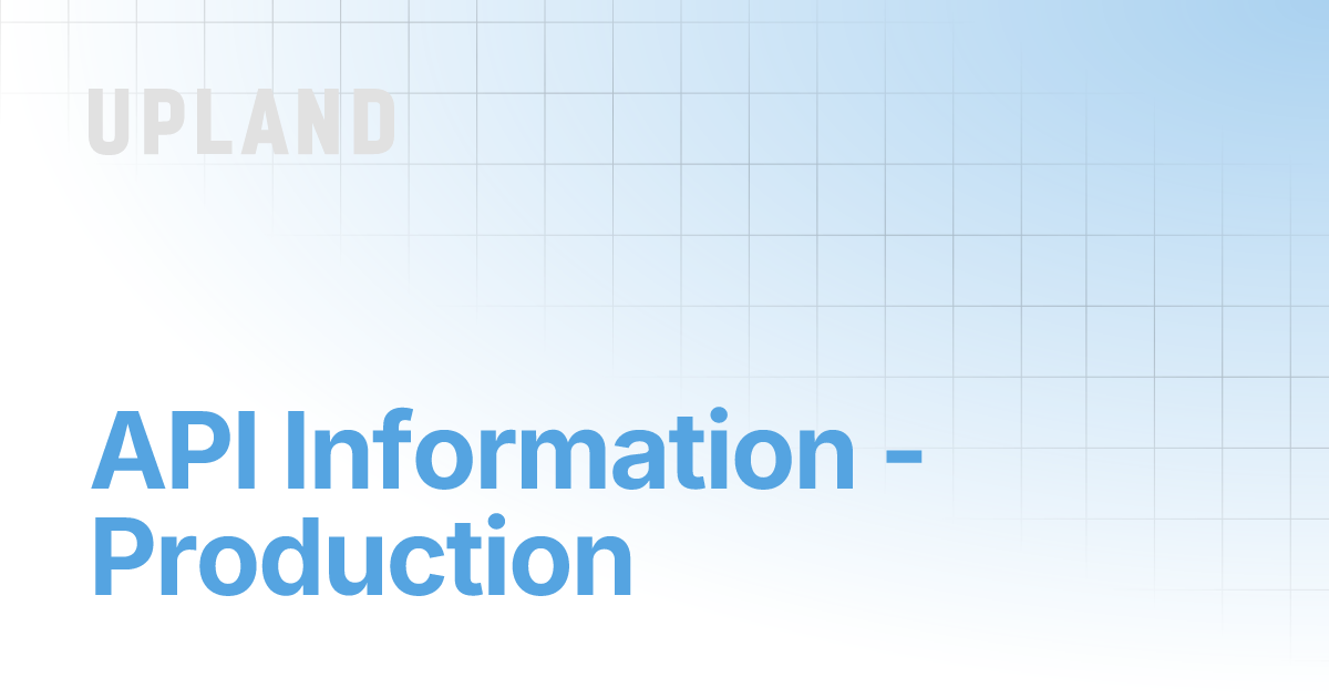 API Information - Production | Developers API